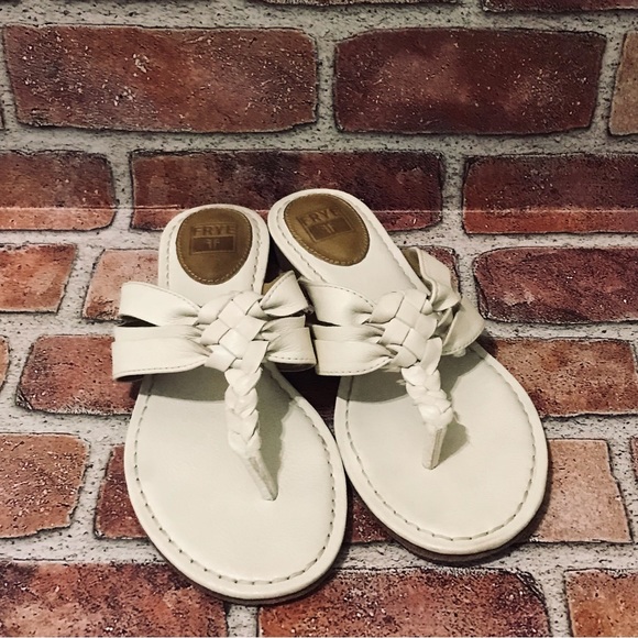 Frye | Shoes | Frye Cream Off White Braided Thong Sandal Womans Sz75 M ...